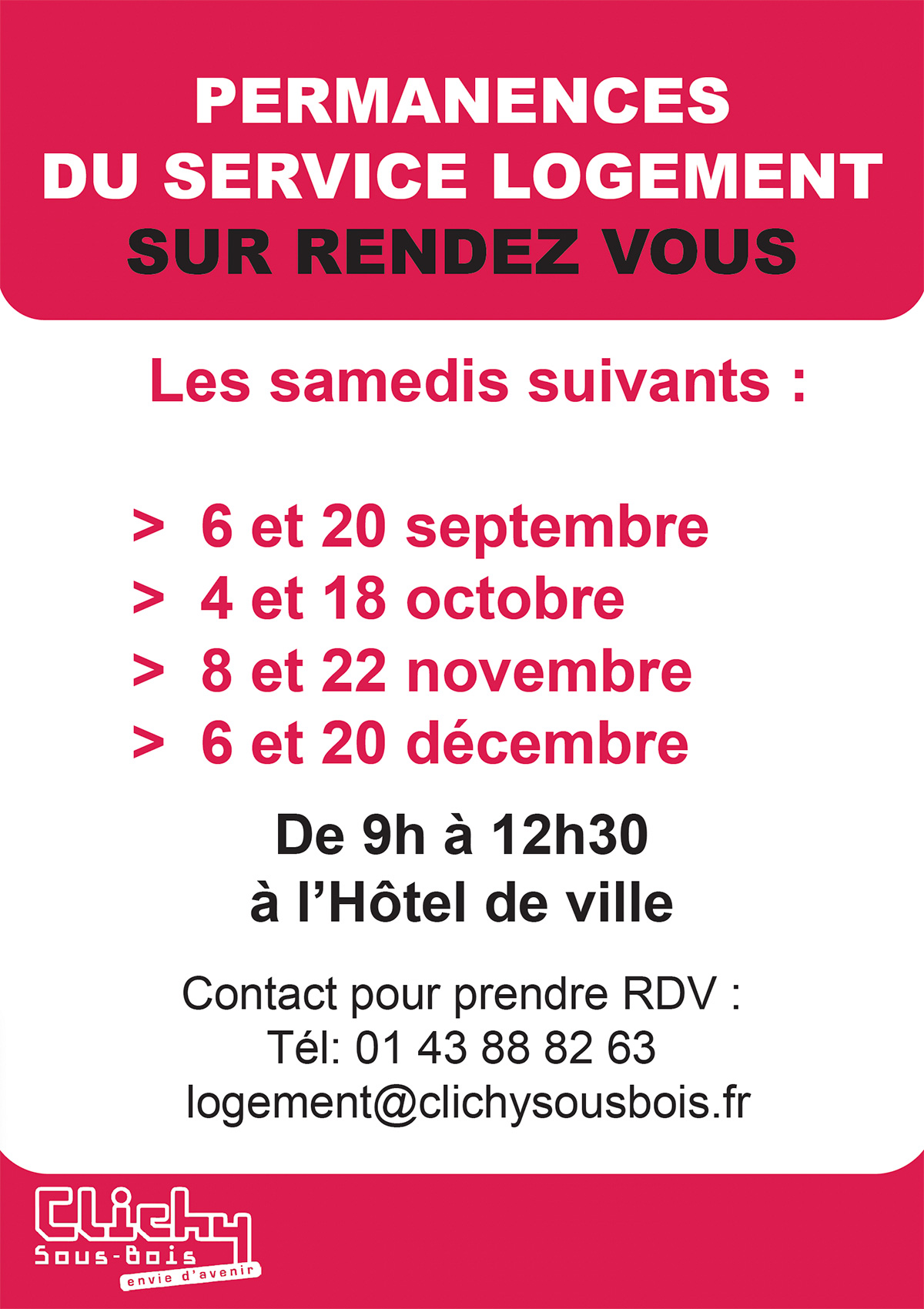 Les permanences du service logement - Clichy-sous-Bois